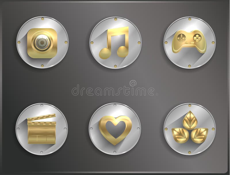 Metal Round Icons Steampunk, Flat. Arrows Stock Vector - Illustration ...