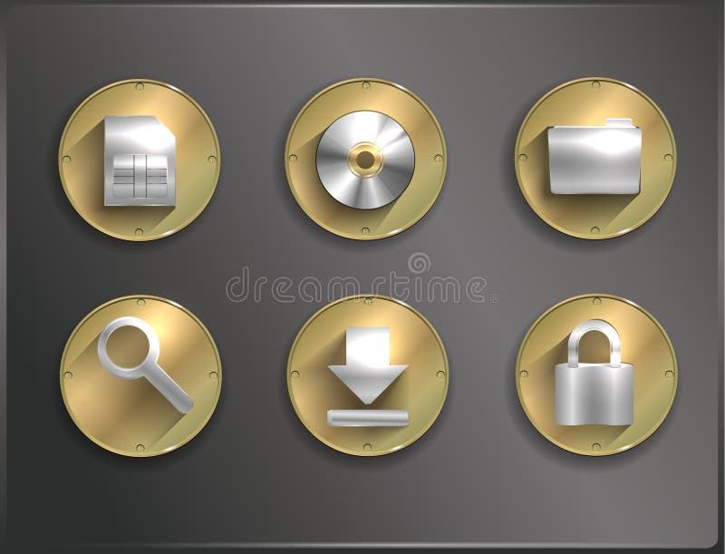 Metal Round Icons Steampunk, Flat. Arrows Stock Vector - Illustration ...