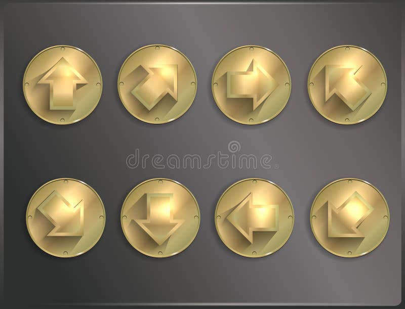 Metal Round Icons Steampunk, Flat. Arrows Stock Vector - Illustration ...