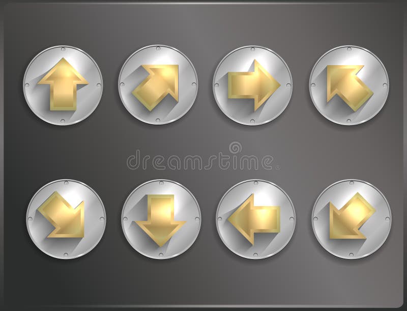 Metal Round Icons Steampunk, Flat. Arrows Stock Vector - Illustration ...