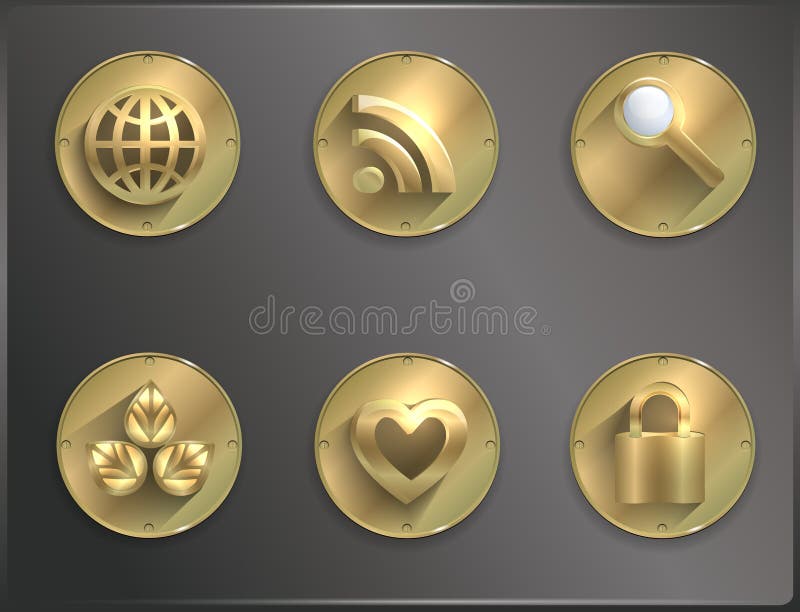 Metal Round Icons Steampunk, Flat. Arrows Stock Vector - Illustration ...