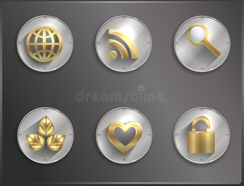 Metal Round Icons Steampunk, Flat. Arrows Stock Vector - Illustration ...
