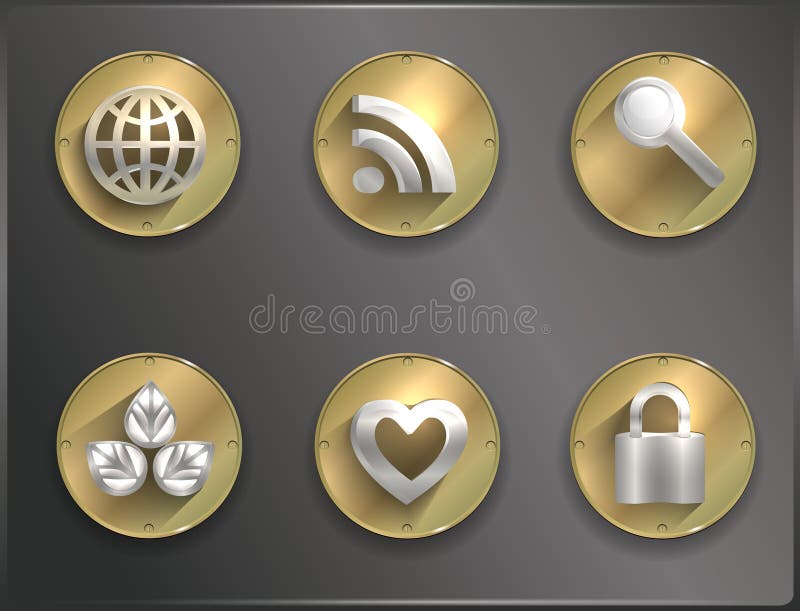 Metal Round Icons Steampunk, Flat. Arrows Stock Vector - Illustration ...