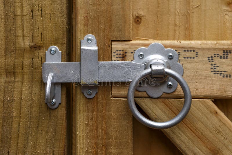 Metal Round Ring Latch Handle Fitted On Wooden garden gate, Metal Round ...