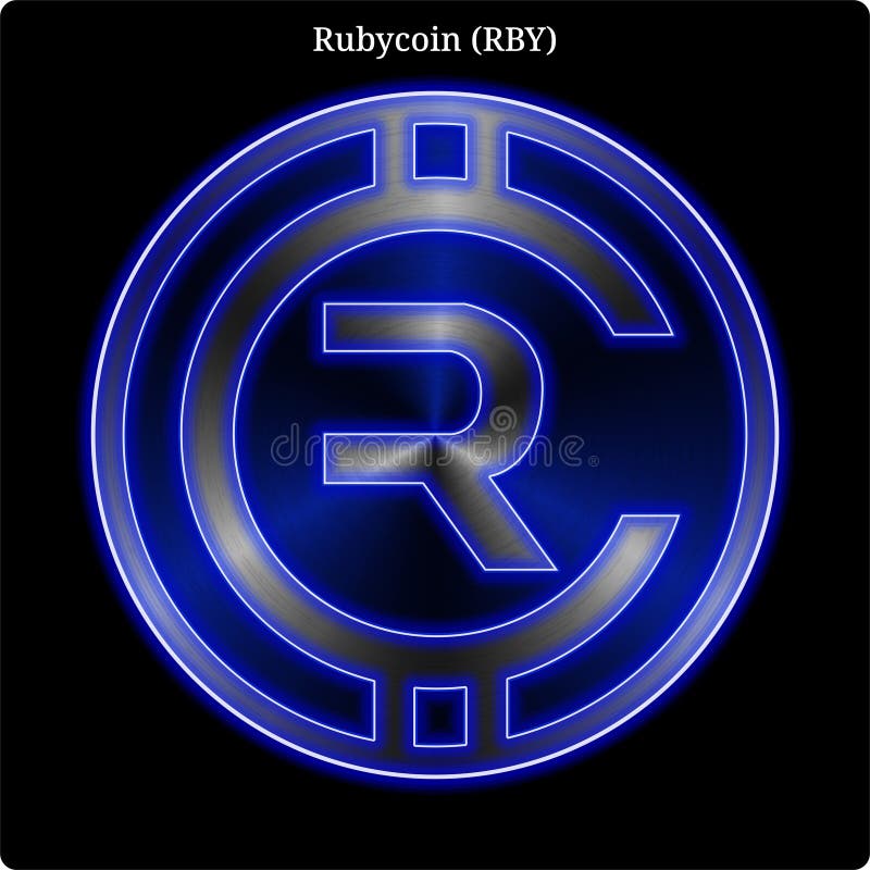 Metal Rubycoin RBY Coin Witn Blue Neon Glow. Stock Vector ...