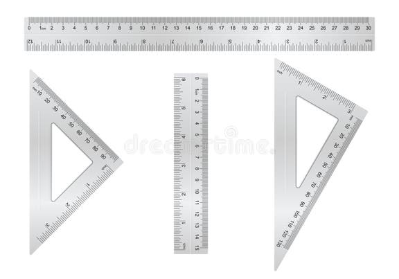 Metal Ruler Collection. Short, Long and Triangle Ruler with Different ...
