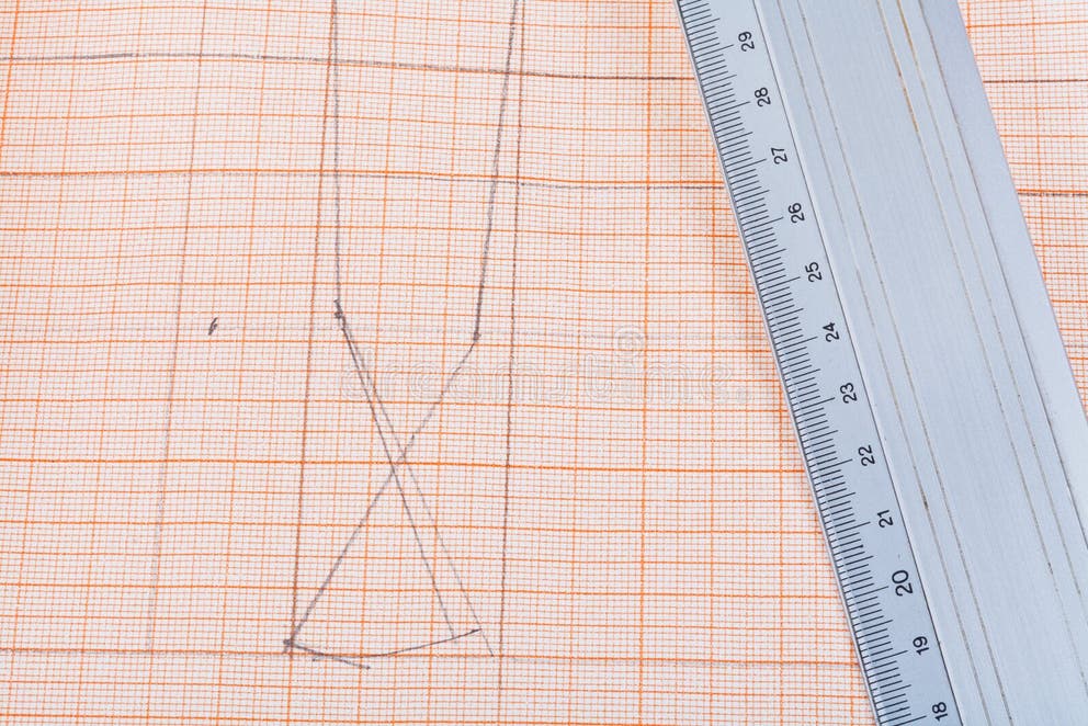 Metal ruler at graph paper stock photo. Image of fitter - 30576480