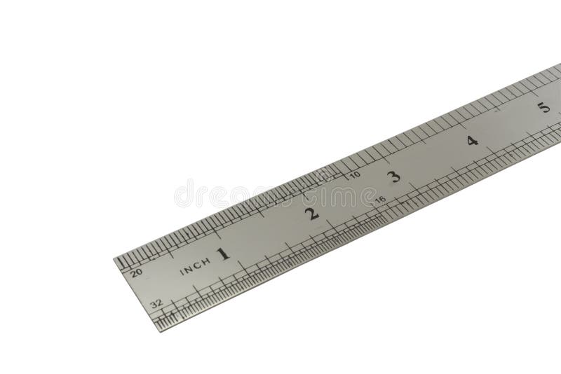 Metal Ruler with Inch Scale Stock Image - Image of monochrome, line ...