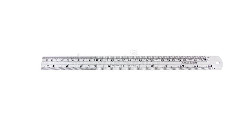 Metal Ruler with Protractor and Pencil on Wood Stock Image - Image of ...