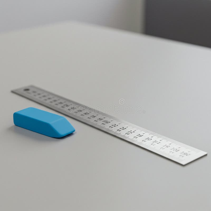 A Metal Ruler with Metric and Imperial Measurements Lies on a Light ...