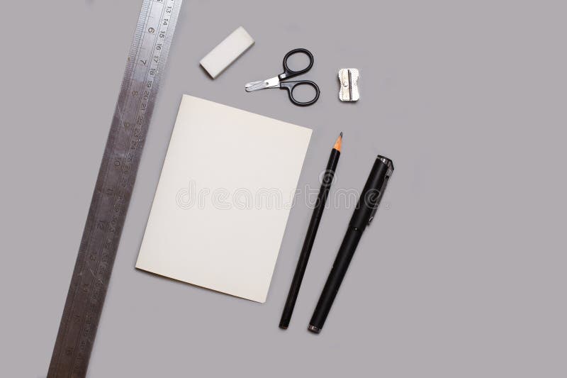 Metal Ruler with Protractor and Pencil on Wood Stock Image - Image of ...