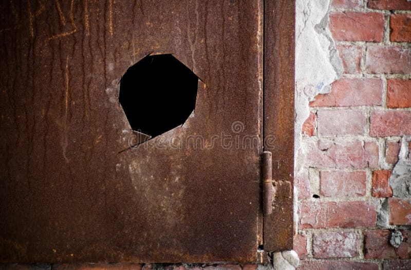 Metal Rusted Door with Hole Stock Image - Image of steel, metal: 18286085