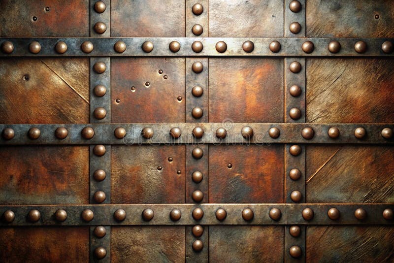 Metal Rustic Armor Background with Rivets 3D Illustration Stock ...