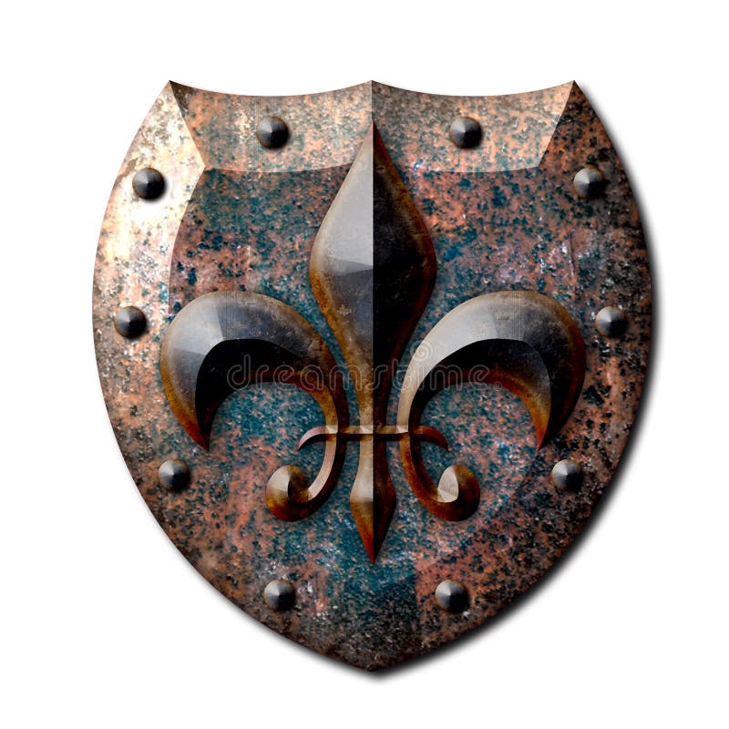Metal Rustic Shield Fleur De Lis Stock Illustration - Illustration of ...