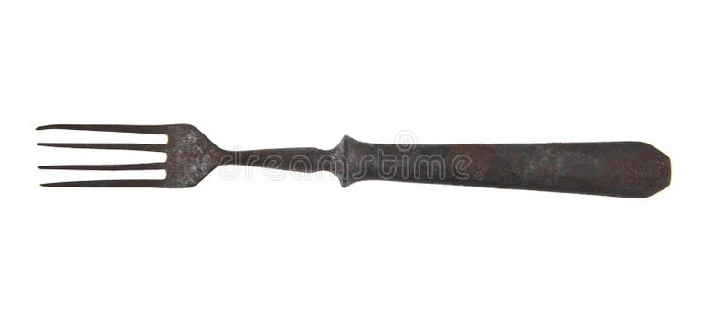 Metal Rusty Old Fork Isolated on White Background Stock Image - Image ...