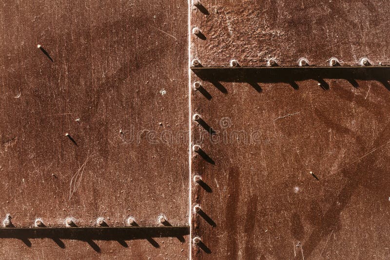 Metal Rusty Panel with Rivets Stock Image - Image of coffee, layer ...