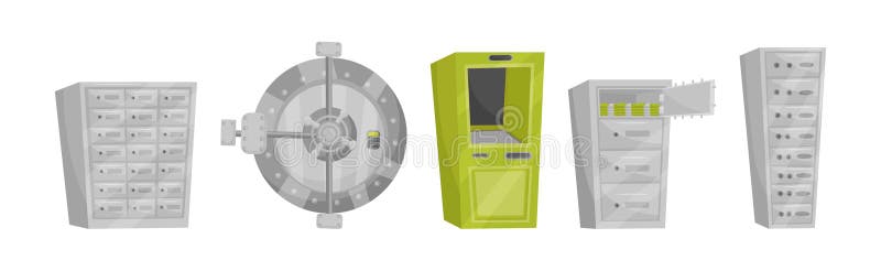 Metal Safe, Atm Machine and Deposit Box Vector Set Stock Vector ...
