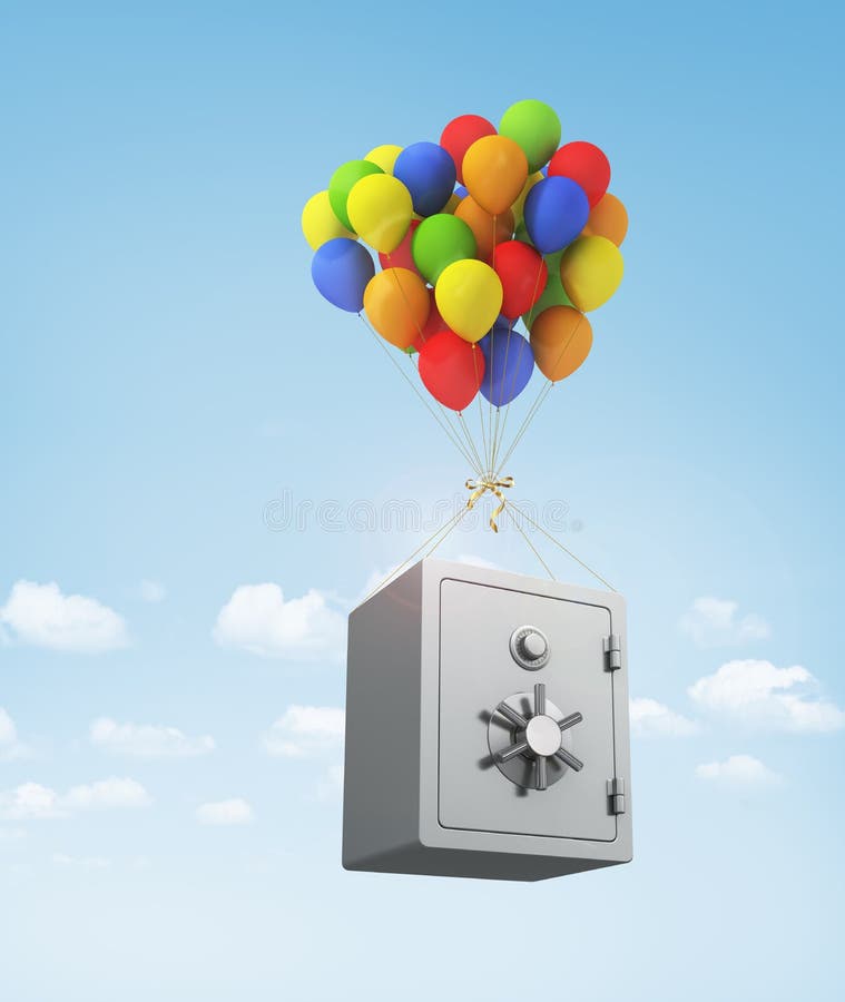 Metal Safe on the Balloons. Stock Illustration - Illustration of ...