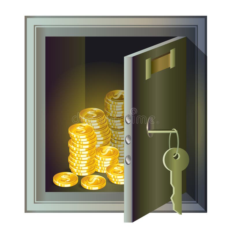 Metallic Safe with Gold Coins Inside, a Symbol of Wealth and Security ...
