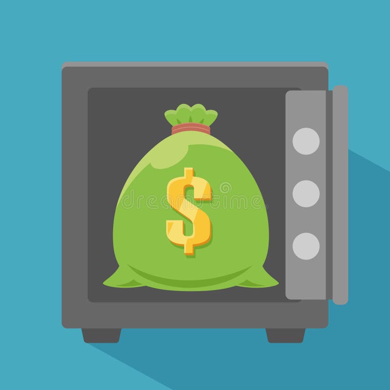 Metal Safe with Money Bag Vector Icon Stock Vector - Illustration of ...