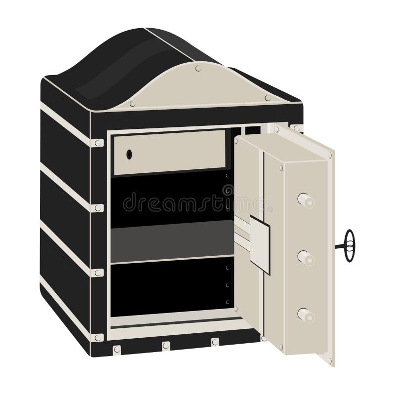 Metal safe with open door. stock vector. Illustration of safe - 119773764