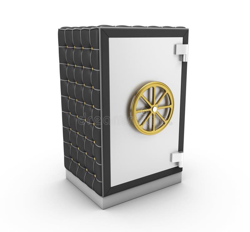 Metal Safe Realistic 3D Illustration. Icon Metal Box Isolated on White ...