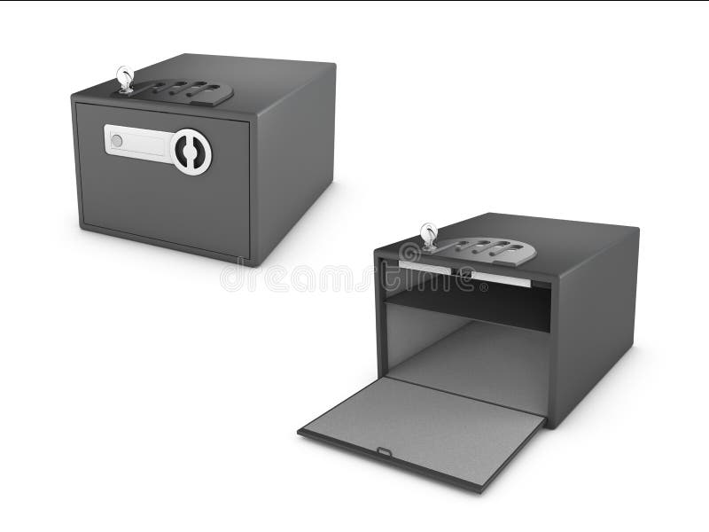 Metal Safe Realistic 3D Illustration on White Background. Stock ...