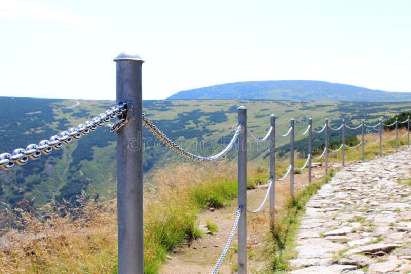 Metal Safety Chain on a Mountain Trail Stock Image - Image of ...