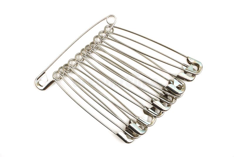 Metal Safety Pins Isolated on White Background Stock Photo - Image of ...