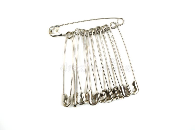 Metal Safety Pins Isolated on White Background Stock Photo - Image of ...