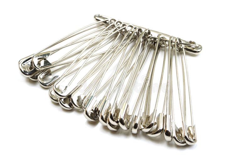 Metal Safety Pins Isolated on White Background Stock Image - Image of ...