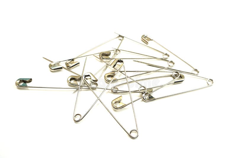 Metal Safety Pins Isolated on White Background Stock Image - Image of ...