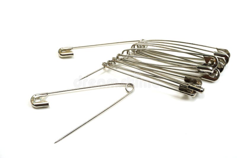 Metal Safety Pins Isolated on White Background Stock Photo - Image of ...