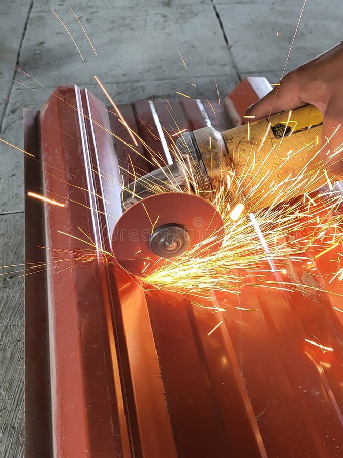 Metal sawing close up stock image. Image of occupation - 334640909