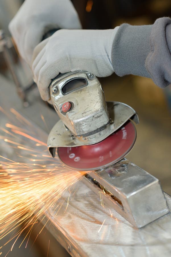 Metal Sawing Close Up Grinder Stock Image - Image of industry, hand ...