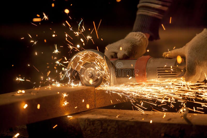 Metal sawing close up stock image. Image of light, flash - 112955045