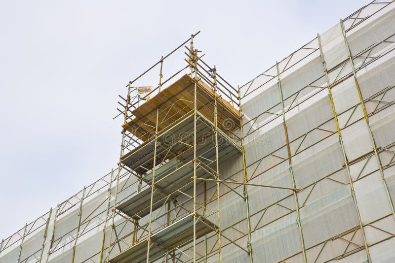 Metal Scaffolding on a Construction Site Built with Prefabricated ...