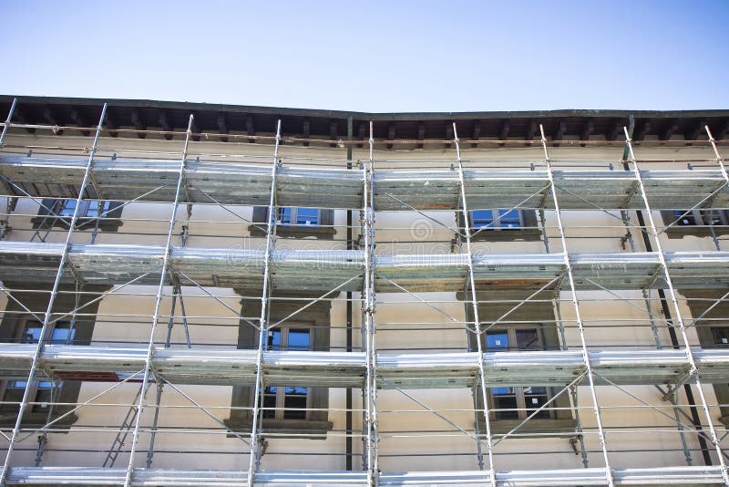 Metal Scaffolding on a Construction Site Built with Prefabricated ...