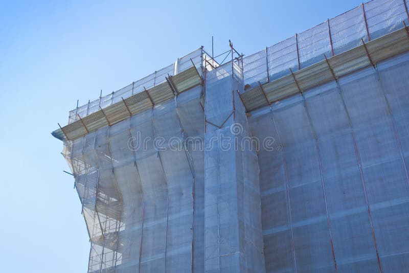 Metal Scaffolding with Protective Dust Sheets for the Restoration and ...