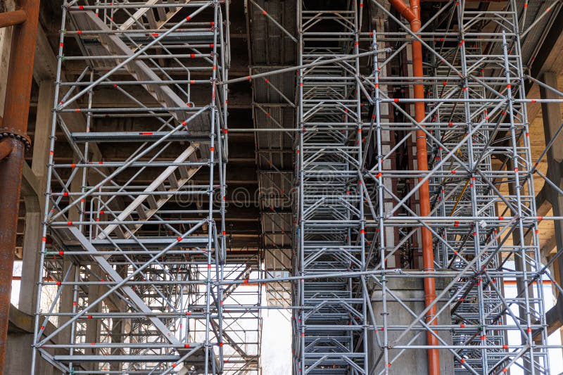 Metal Scaffolding Structure Under a Bridge Construction Site ...