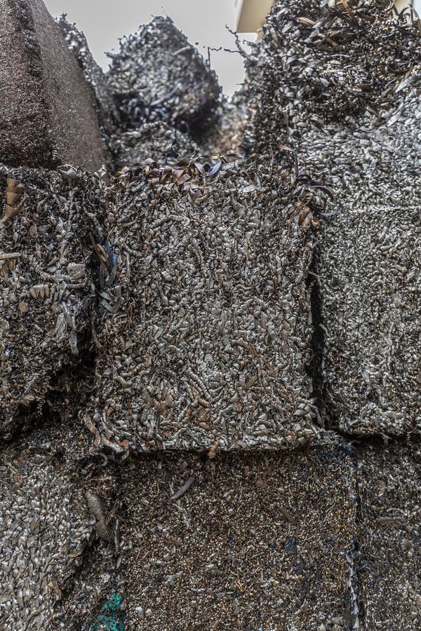 Metal Scrap Compressed into a Solid Metal Scrap Cubes, Ready for ...