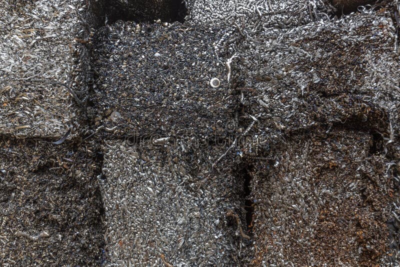 Metal Scrap Compressed into a Solid Metal Scrap Cubes, Ready for ...
