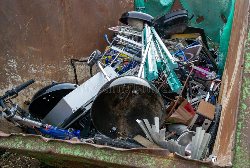 Metal Scrap Containers at a Recycling Center Stock Image - Image of ...