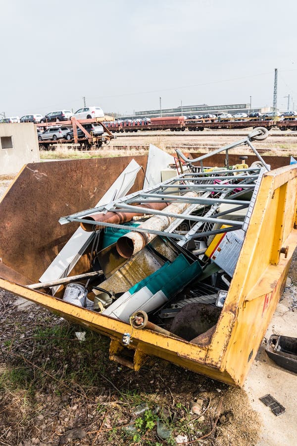 Metal Scrap in a Waste Sorting Container Stock Photo - Image of ...