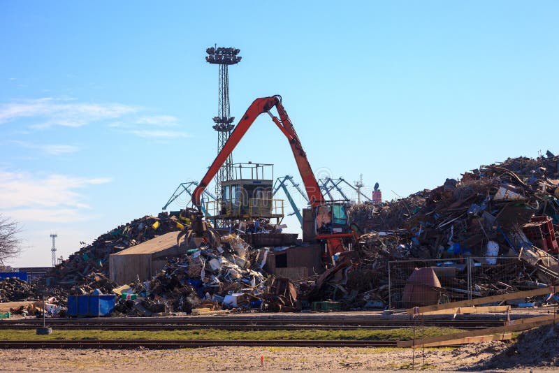 Metal scrap yard stock image. Image of crane, industry - 24718481