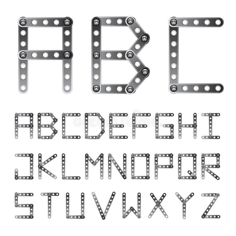 Vector Metal Alphabet with Bolts and Scratches Stock Vector ...