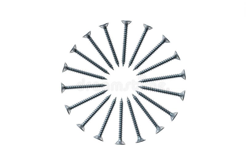 Metal Screws Arranged in Circle on White Background Stock Image - Image ...