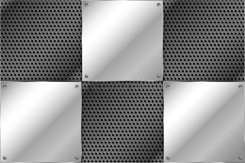 Metal with Screws on Perforated Texture. Stock Vector - Illustration of ...