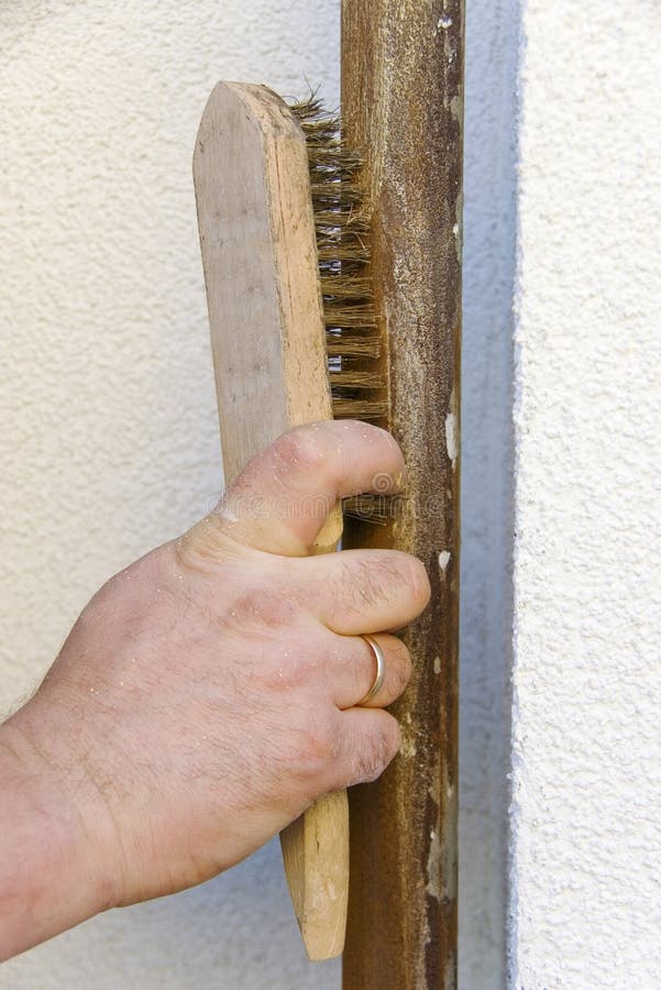 Metal scrubbing stock image. Image of construction, hand - 3381197