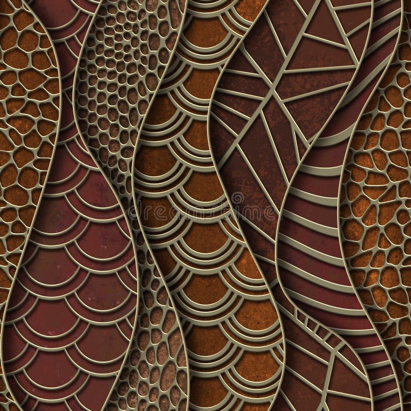 Metal Seamless Texture with Patchwork Pattern, Bronze and Cooper Color ...